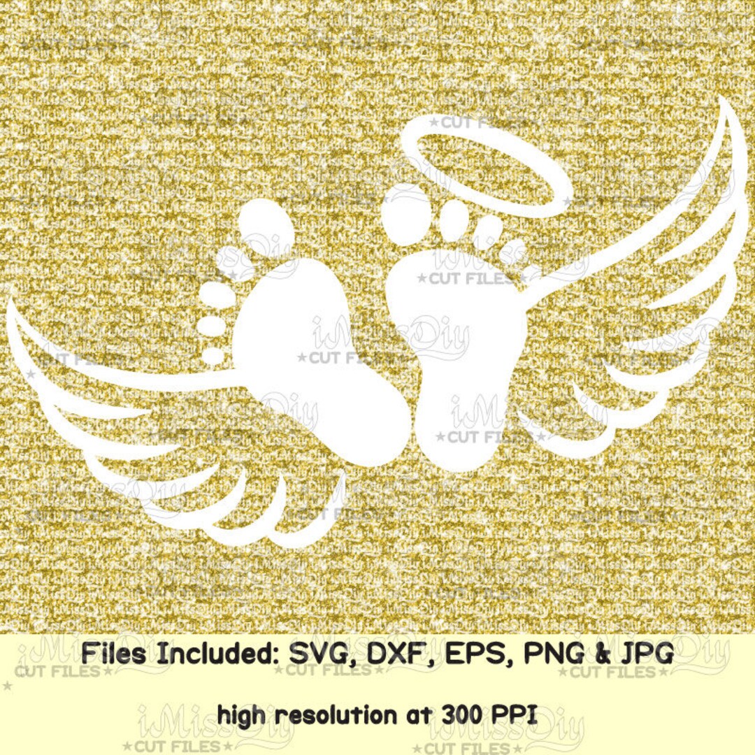 Baby Angel Wings Svg Files for Cricut Silhouette Feet Footprint Shower ...