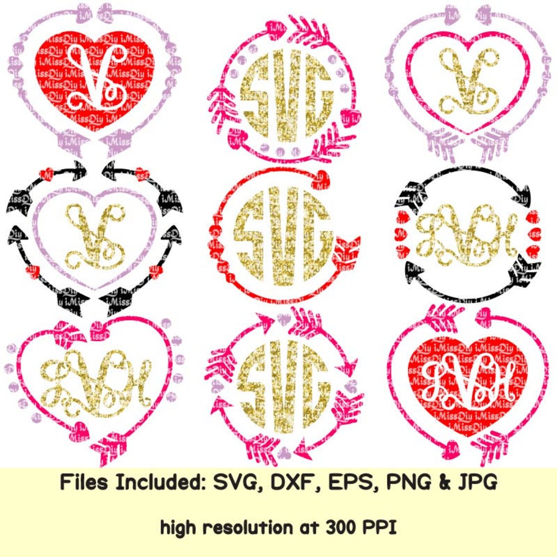 Valentine Svg Love Svg Arrow Svg Heart Circle Monogram Svg - Etsy