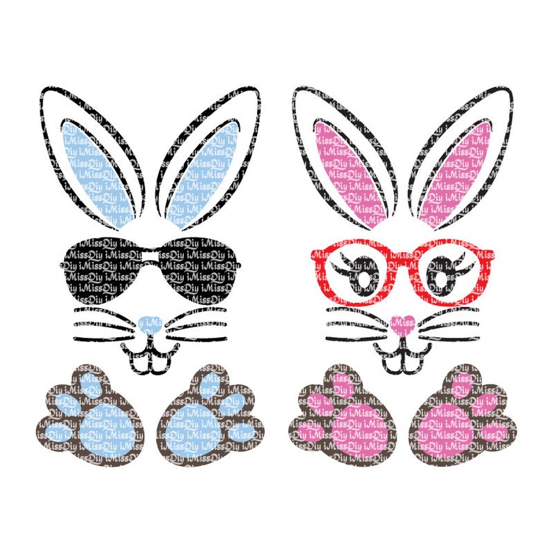 Cara de conejito svg easter svg orejas pies de pie svg conejo | Etsy