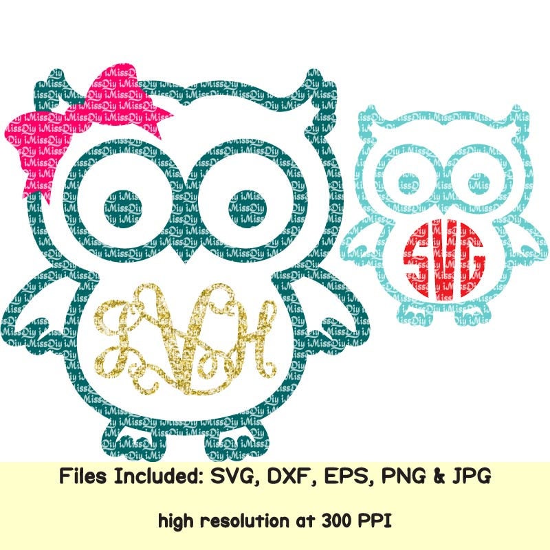 Owl Svg Owl Monogram Svg Cute Owl Cheer Bows Christmas Svg | Etsy