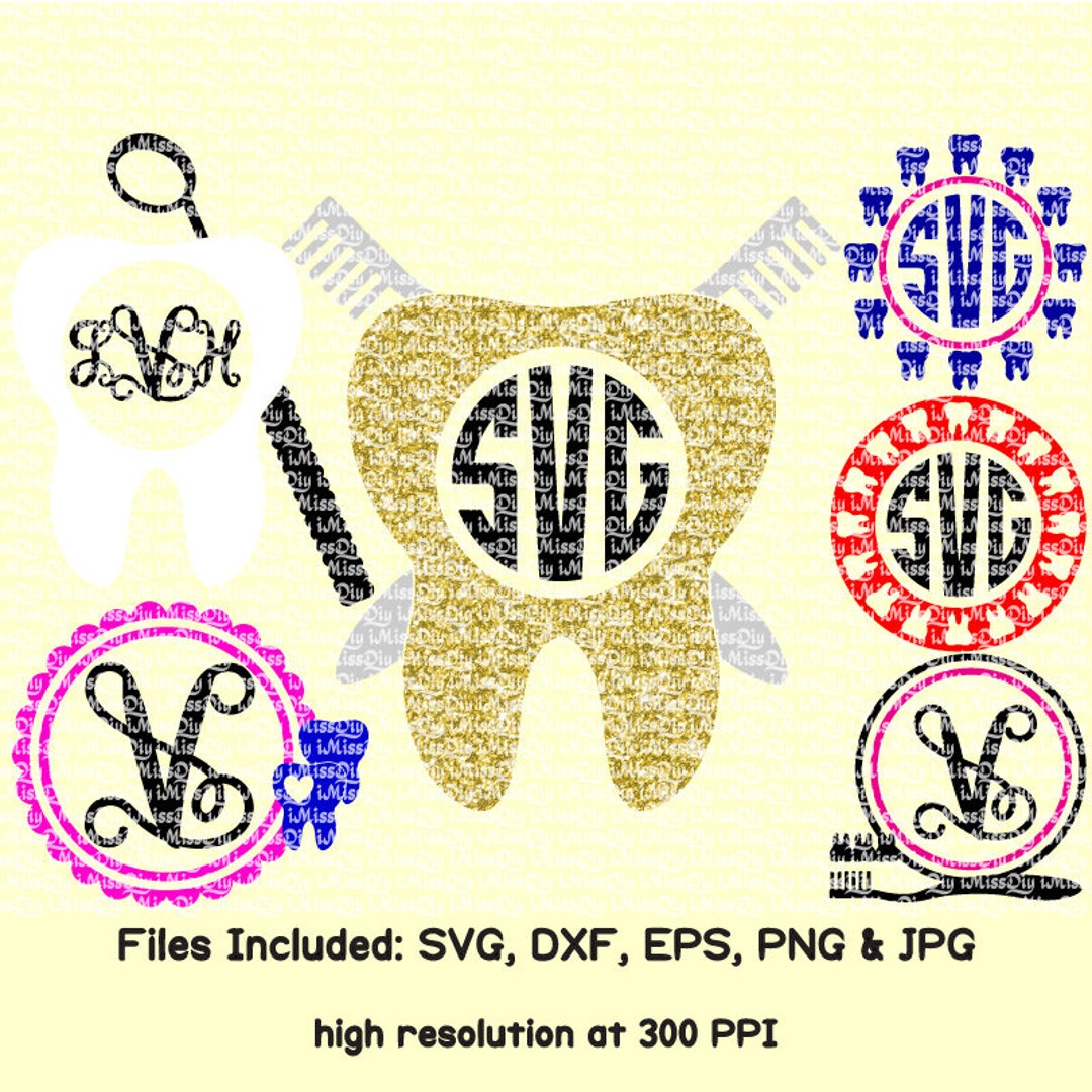 Tooth Svg Teeth Svg Dentist Svg Dental Svg Monogram Frame Svg Files for ...