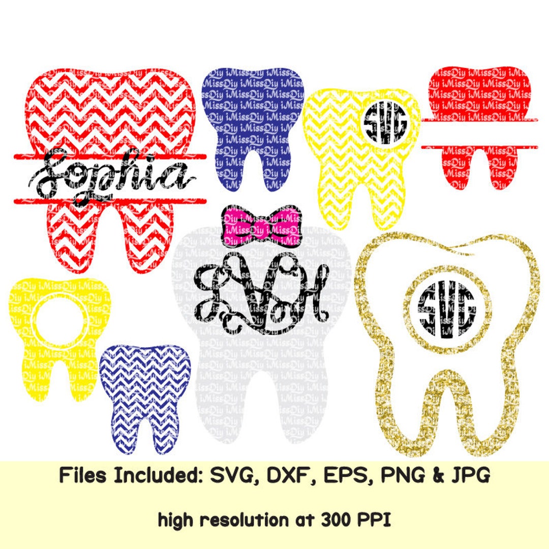 Tooth Fairy Svg Teeth Svg Fairy Cute Funny Chevron Bow Monogram Frame ...