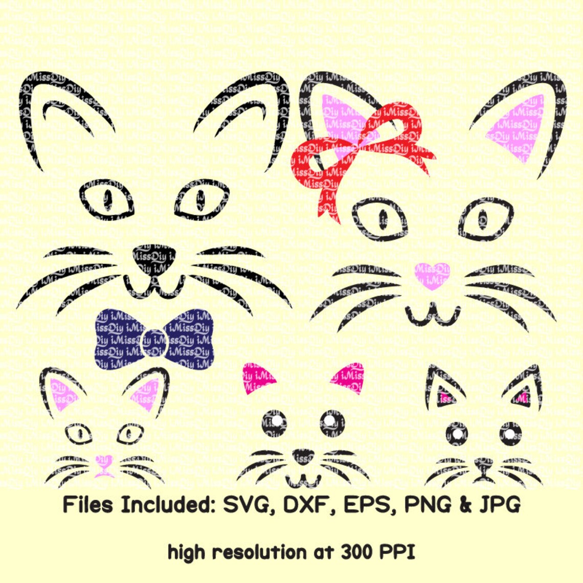 Cat Ears Face Svg Cats Kitty Svg Kitten Svg Cute Lover Lady Etsy