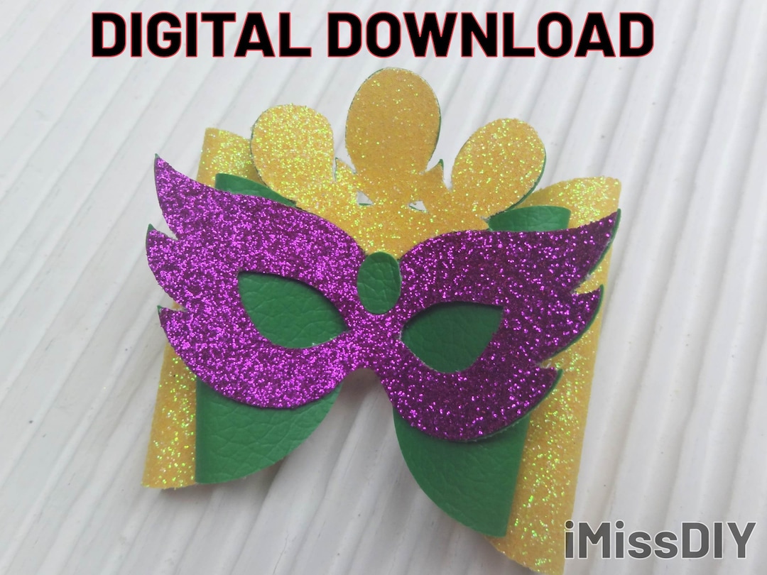 Mardi Gras Svg Mask With Feathers Svg Kids Fleur De Lis Svg Hair Bow ...