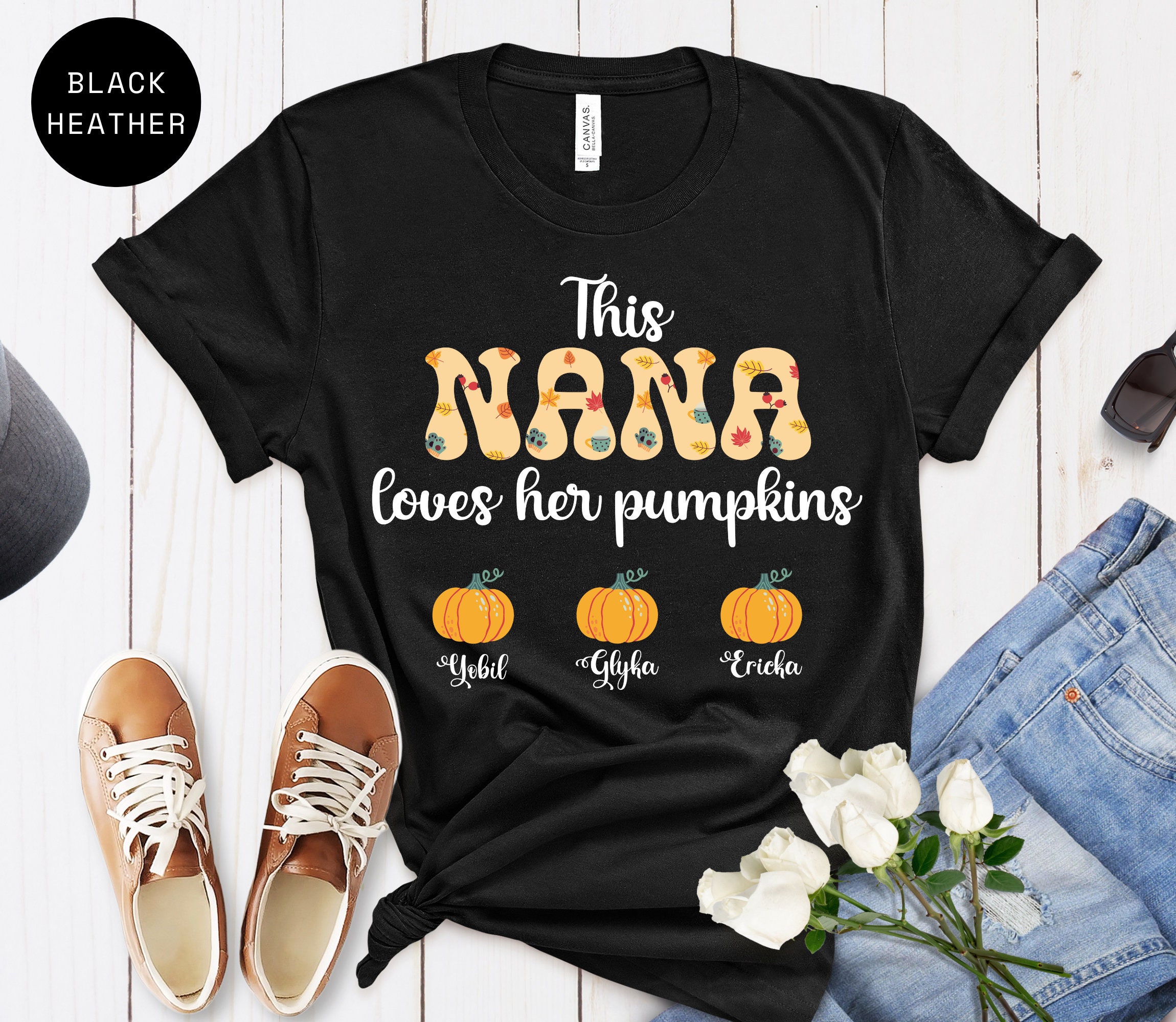 This Nana Loves Her Pumpkin Nana Personalized Fall Shirt With Kids Name ...