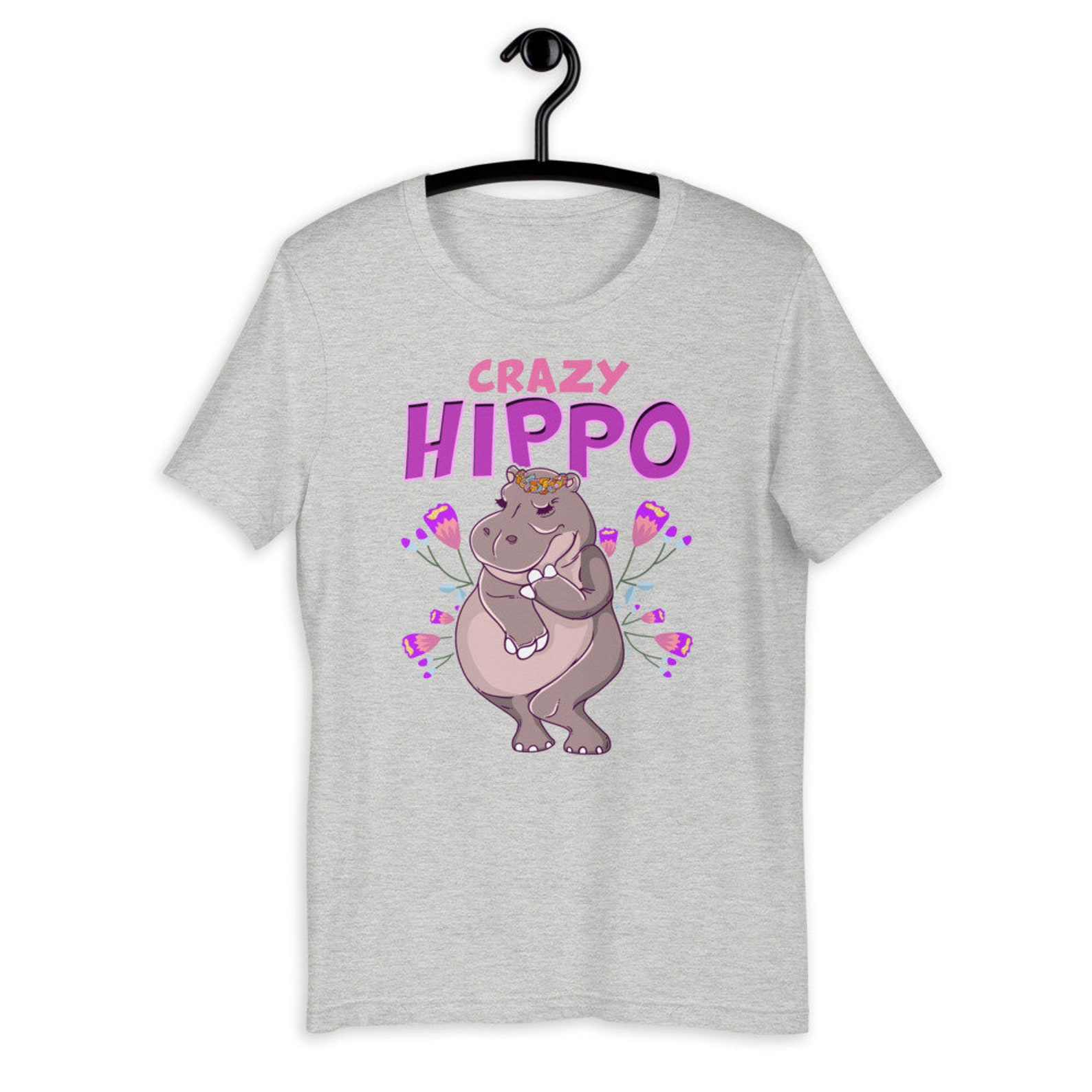 Crazy Hippo T-shirt, Cute Hippopotamus Shirt, Hippo Graphic Tee, Gift ...
