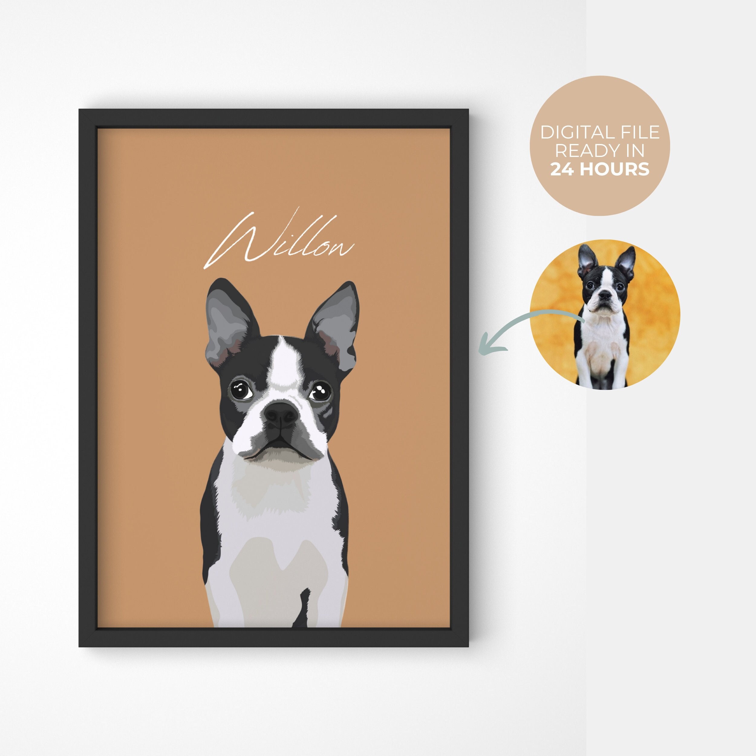 Custom Pet Portraits Using Pet Photo Personalized Digital Dog Cat ...