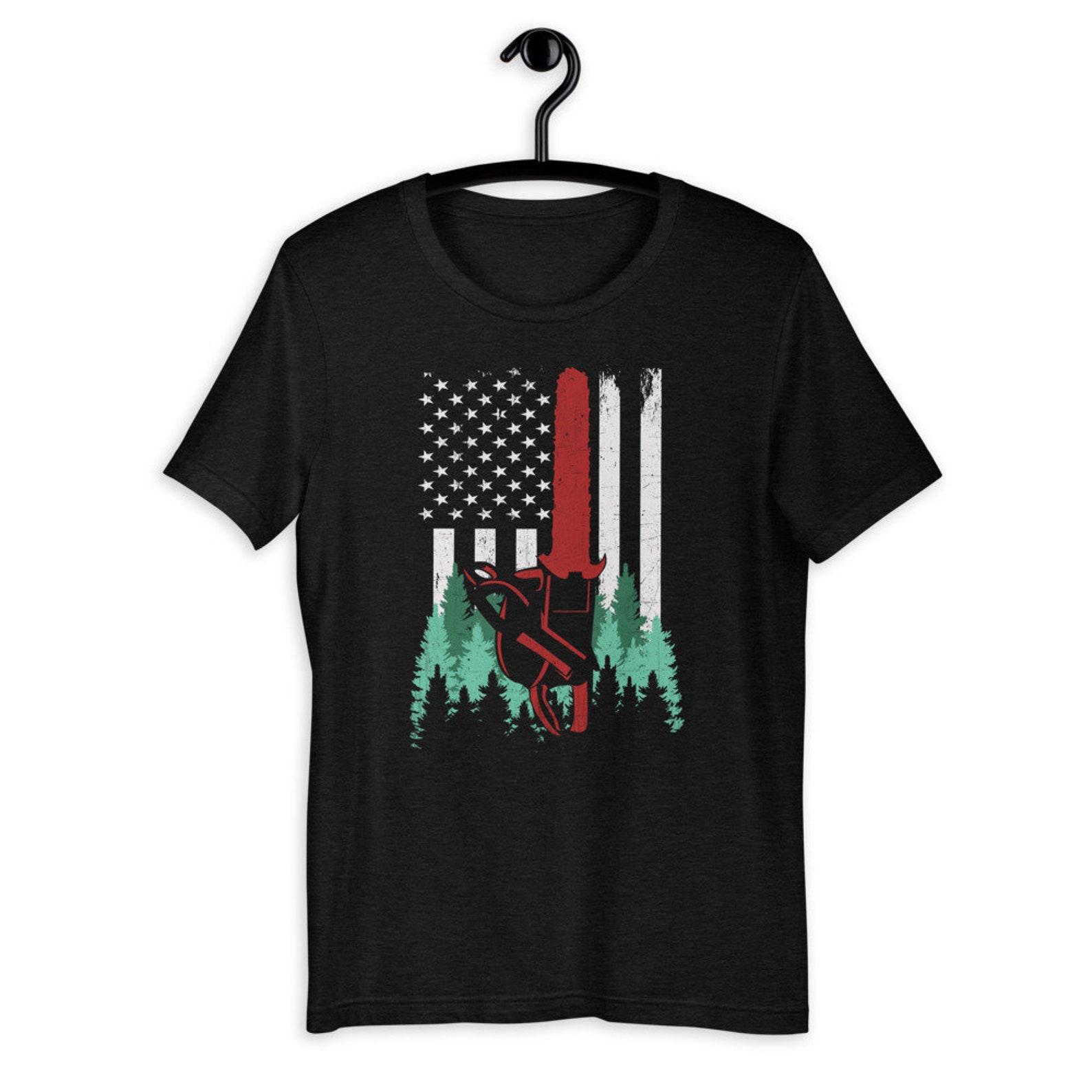 Funny Thin Red Line Logger T-shirt, Arborist Lumberjack American Flag ...