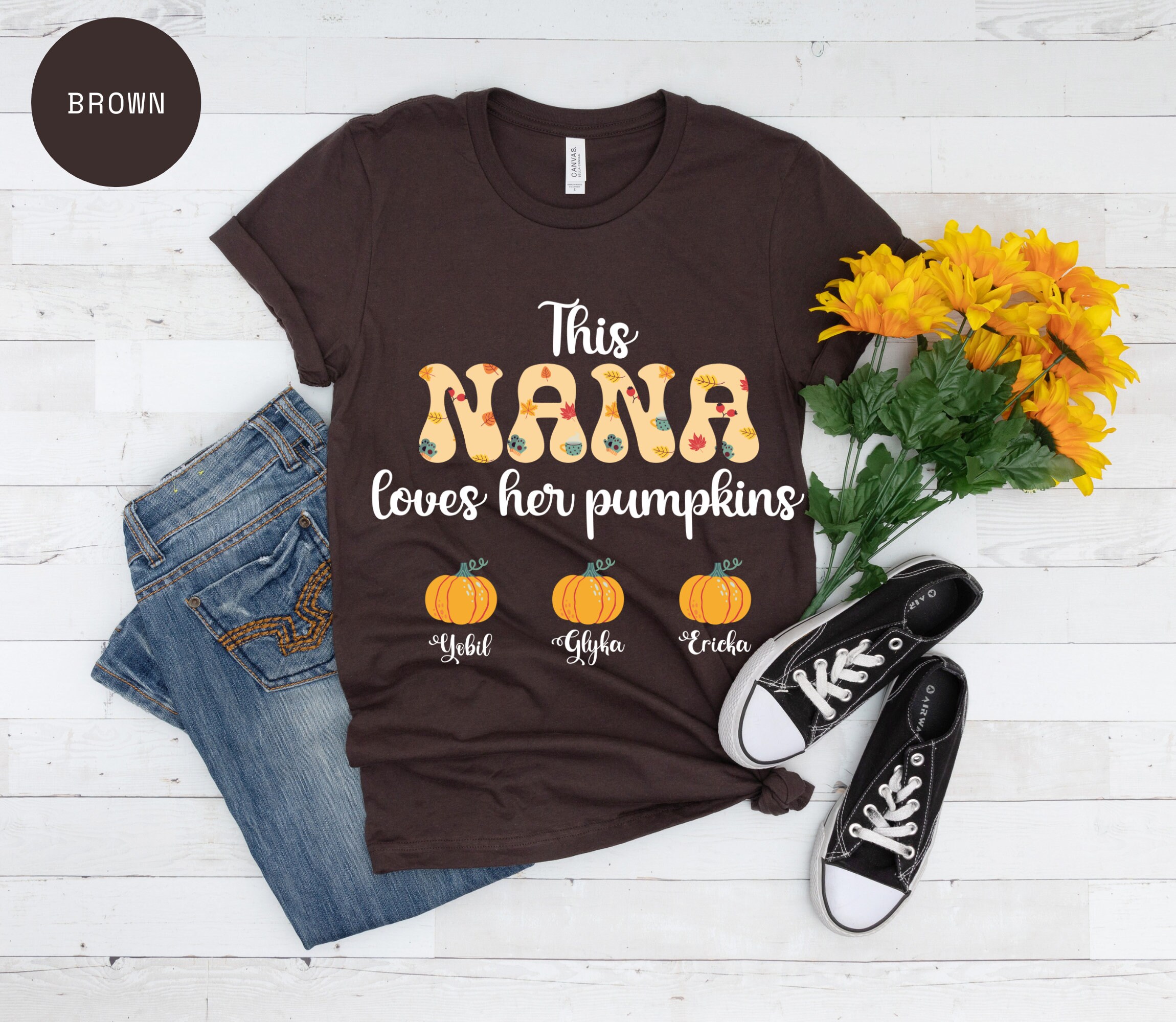 This Nana Loves Her Pumpkin Nana Personalized Fall Shirt With Kids Name ...