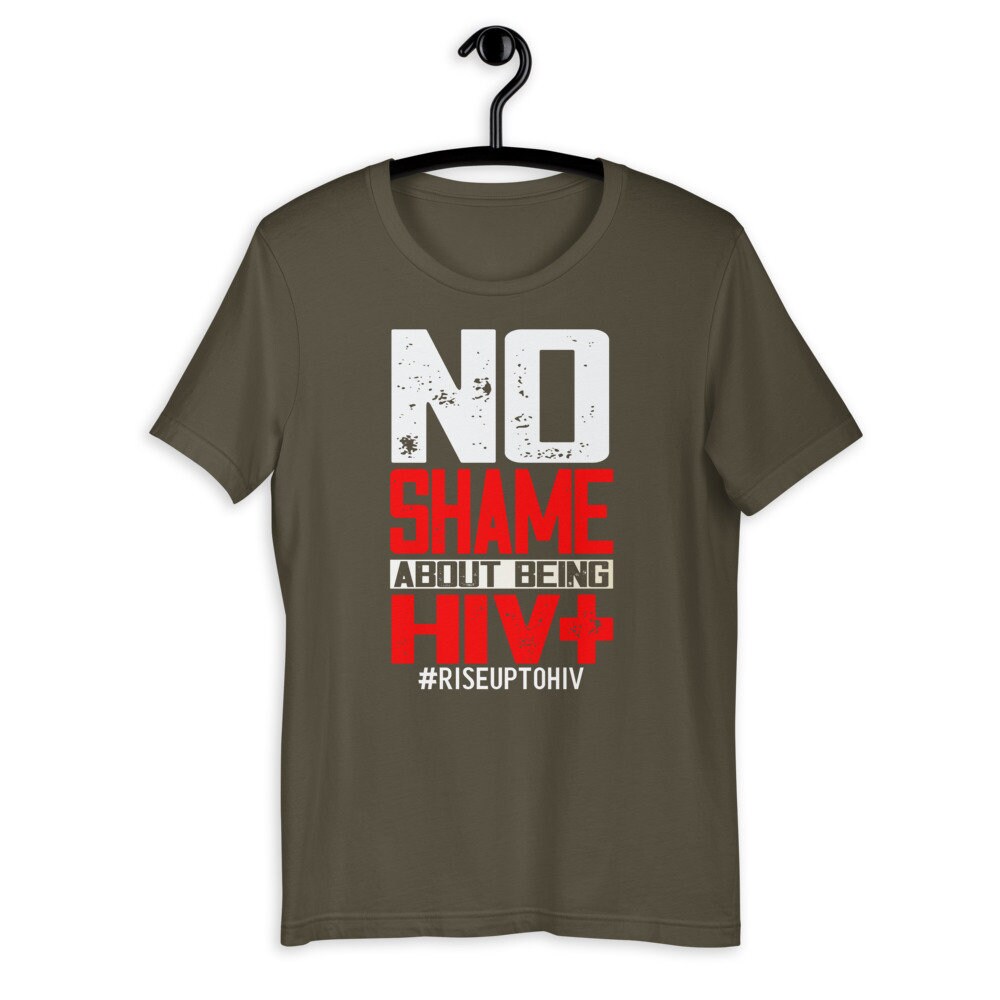 No Shame About HIV/AIDS Positive T-shirt, Awareness Red Ribbon, Immune ...