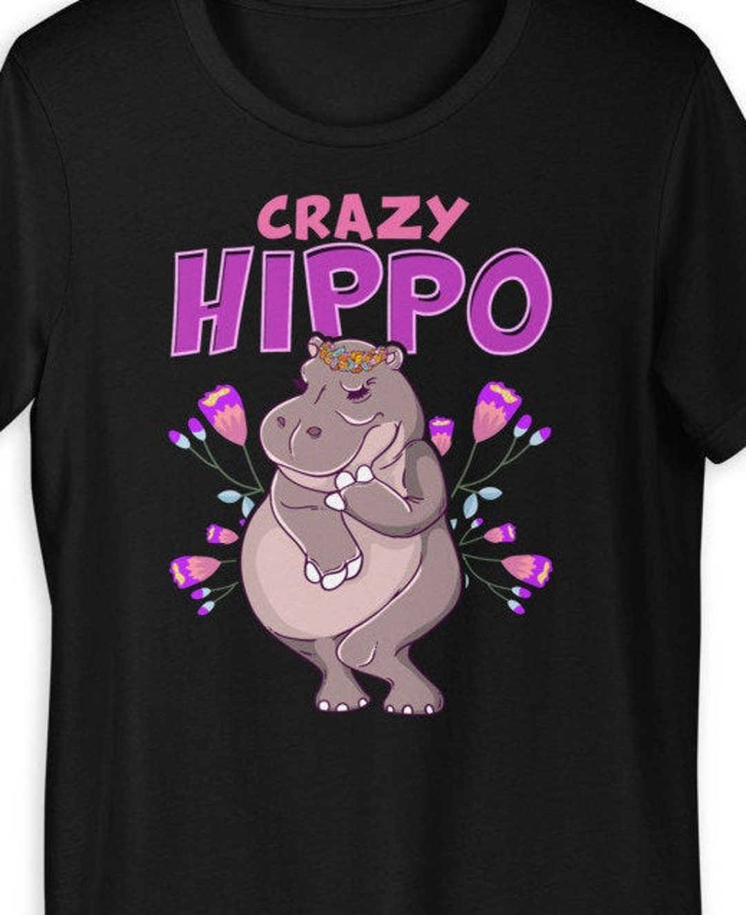 Crazy Hippo T-shirt, Cute Hippopotamus Shirt, Hippo Graphic Tee, Gift ...