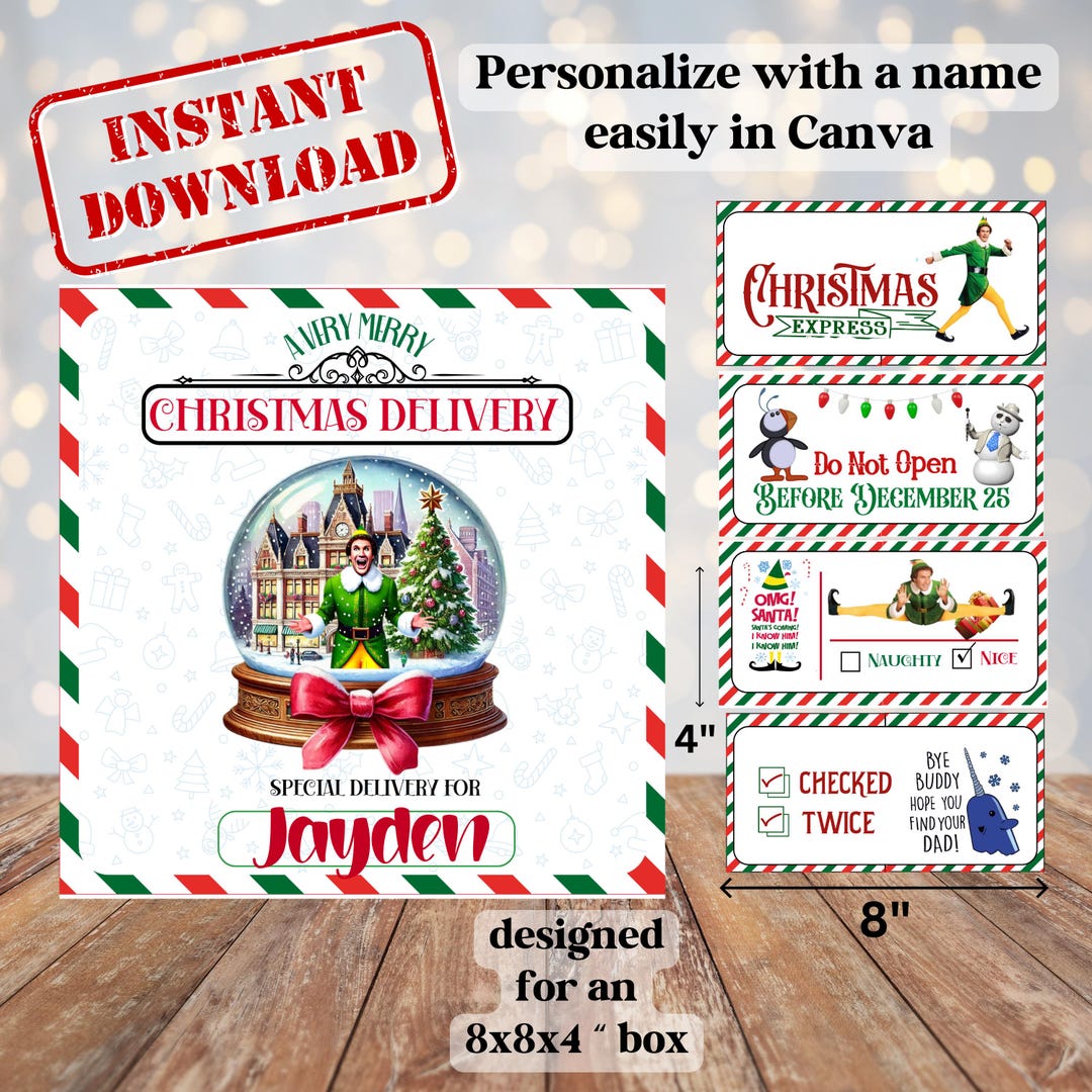 Buddy Elf Movie Christmas Eve Box Template, Retro Movie, Christmas ...