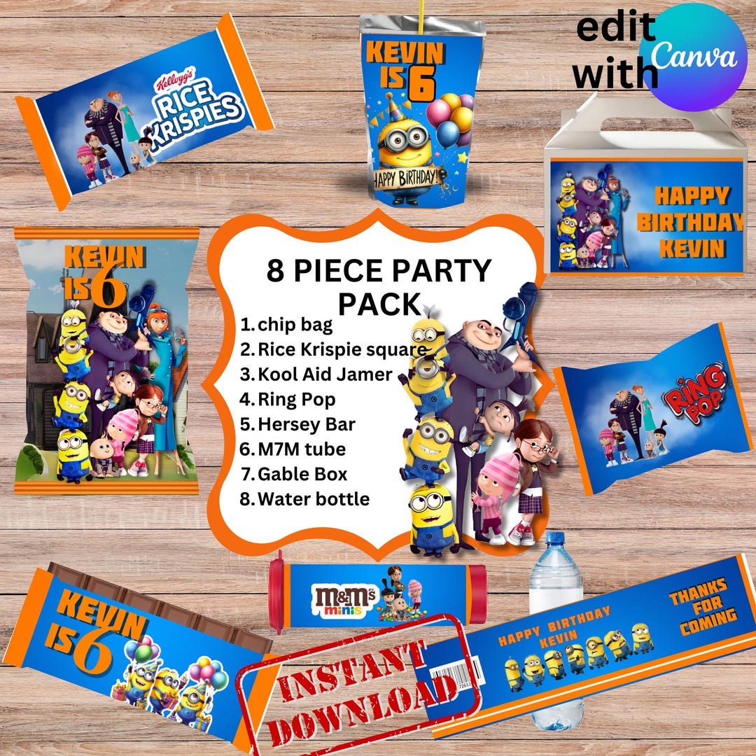 Dispicable Me Inspired Party Pack, Minion Inspired Chip Bag, - Etsy
