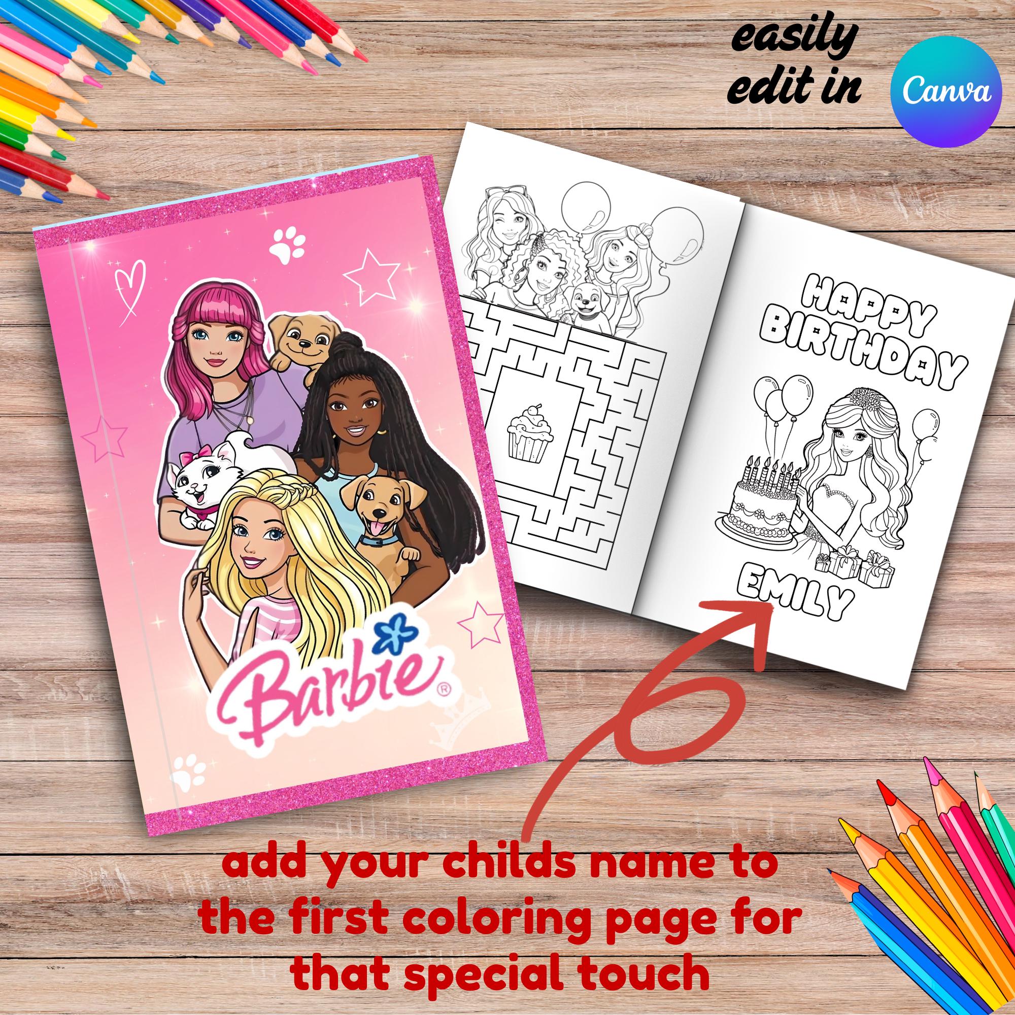 Barbie Inspired Coloring Book, Party Favor, Barbie and Friends Coloring ...
