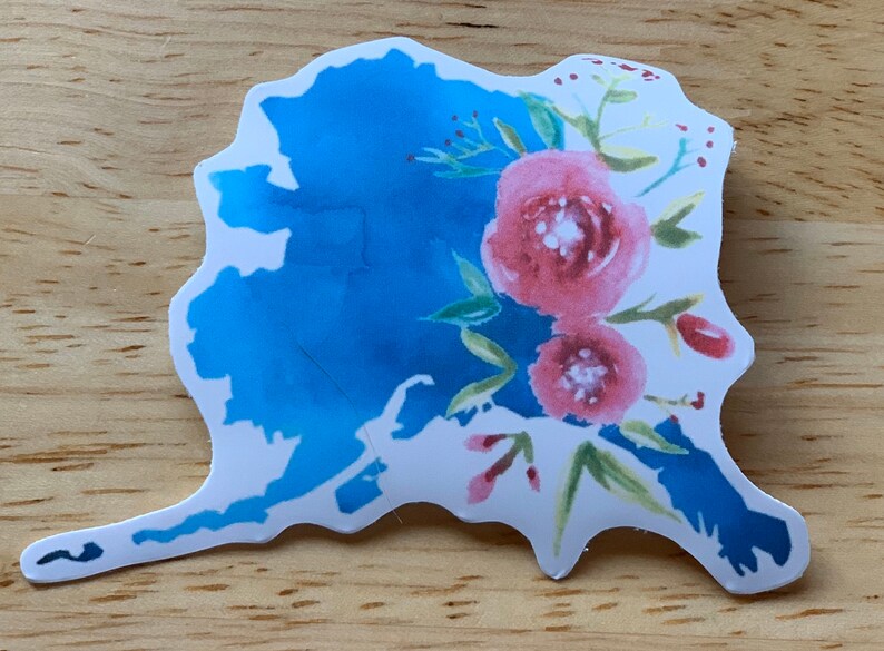 Watercolor Alaska and Forget Me Knots / PEONIES Vinyl Sticker - Etsy