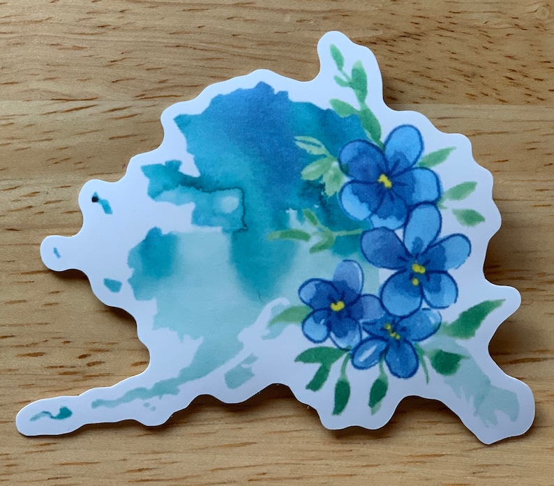 Watercolor Alaska and Forget Me Knots / PEONIES Vinyl Sticker - Etsy