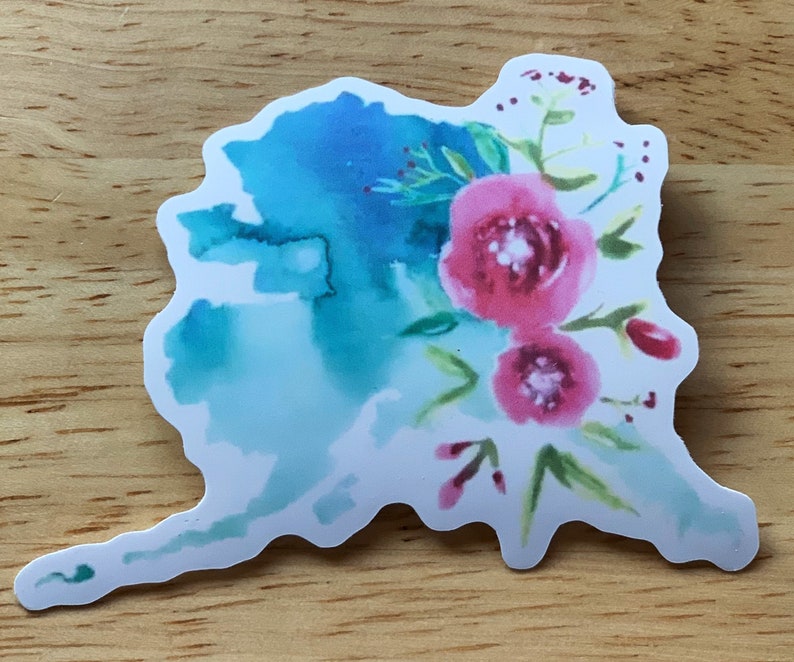 Watercolor Alaska and Forget Me Knots / PEONIES Vinyl Sticker - Etsy