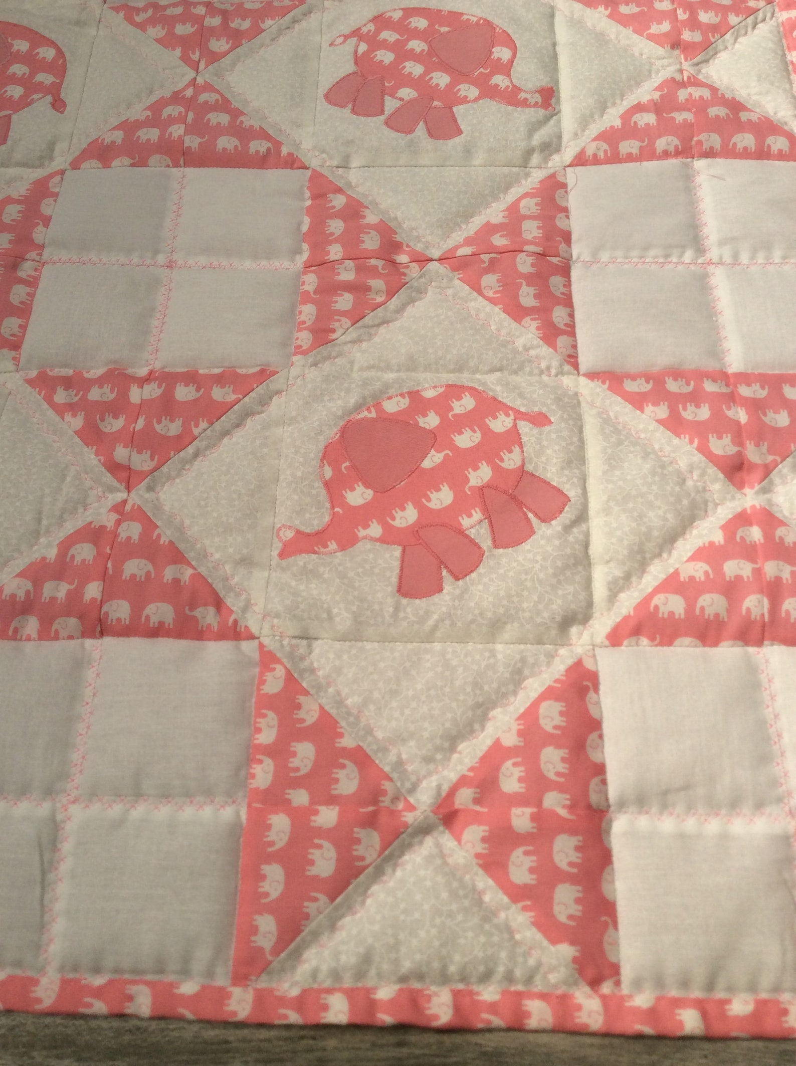 Baby Patchwork Quilt Pink Elephants - Etsy