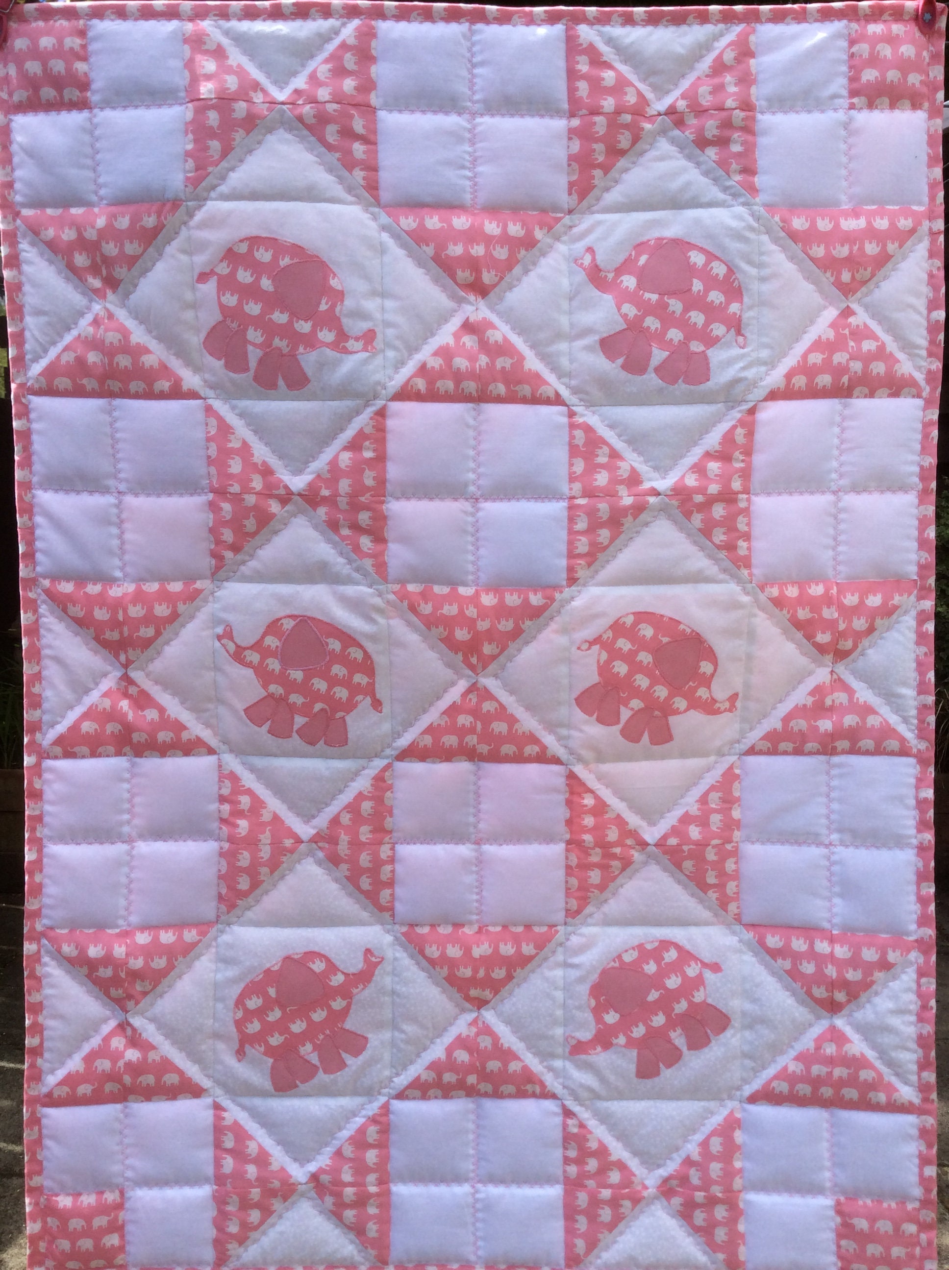 Baby Patchwork Quilt Pink Elephants - Etsy