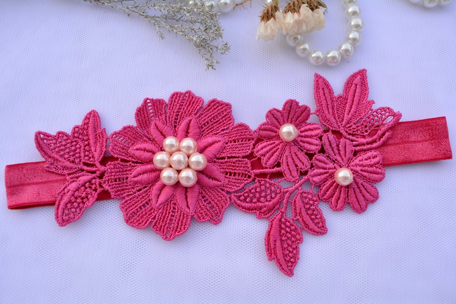 Fuchsia Flower Set of Bridal Garter, Wedding Garter Set, Bridal Garter ...