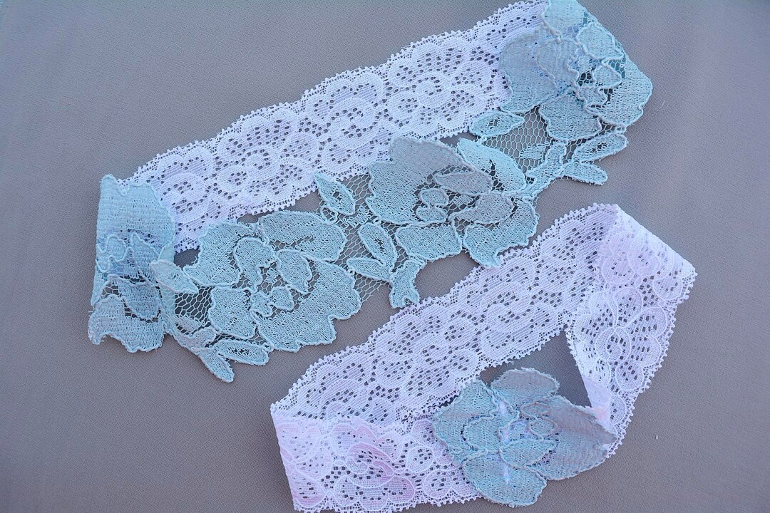 Light Blue Wedding Garter, Light Blue Bridal Garter Set, Blue Lace ...