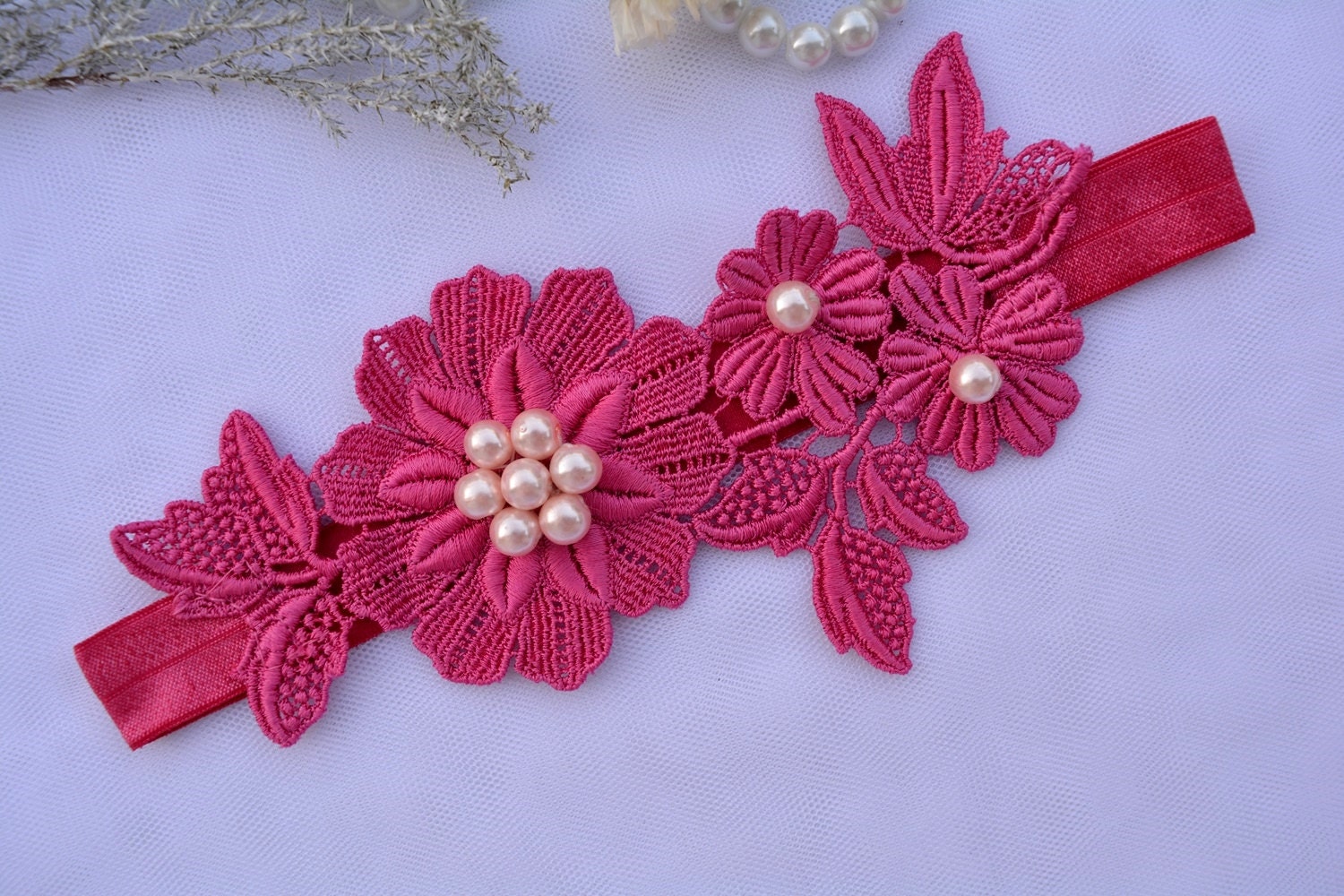 Fuchsia Flower Set of Bridal Garter, Wedding Garter Set, Bridal Garter ...