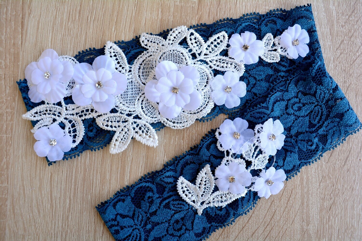 Wedding Teal Blue Amethist Garter Set, Bridal Garter Set, White Rose ...