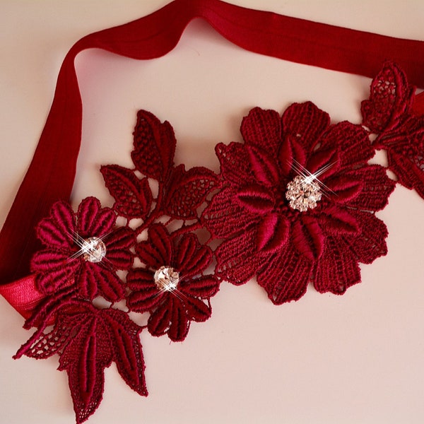 Burgundy Garter - Etsy