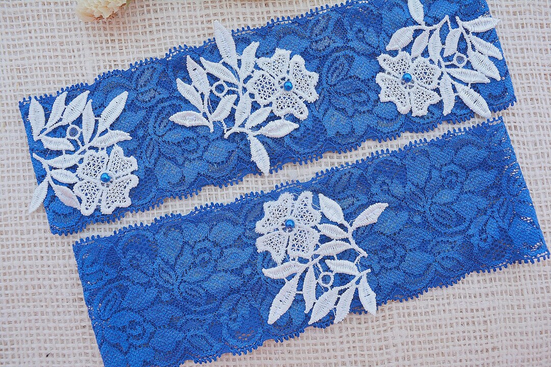 Royal Blue Garter for Wedding Something Blue Garter, Lace Garters Sets ...