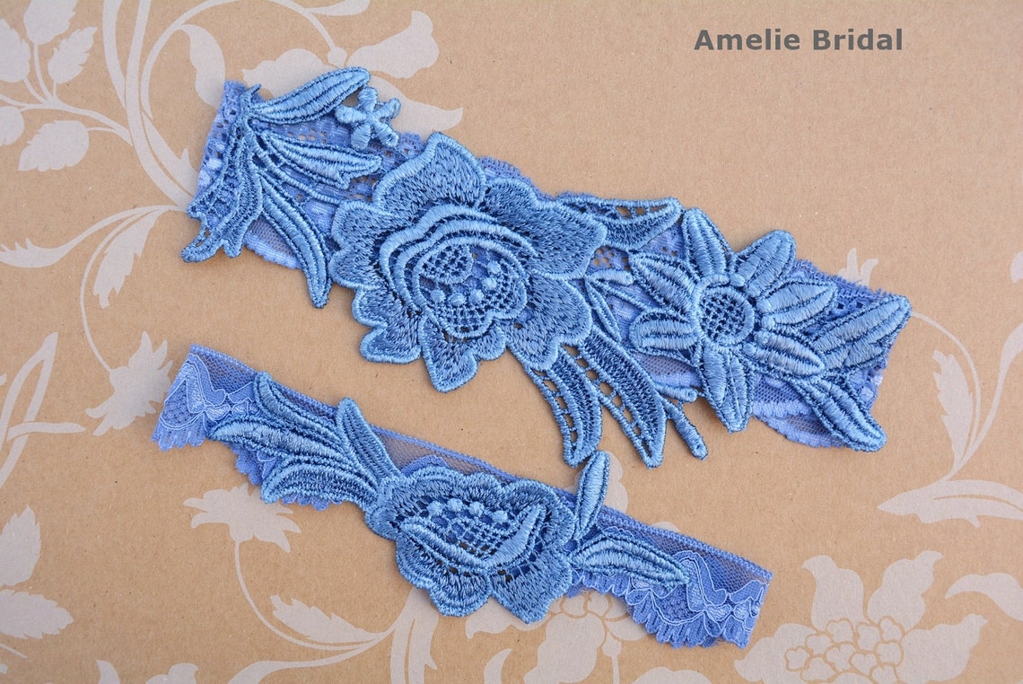 Something Blue Garter Blue Lace Garter Set Blue Wedding Gift - Etsy