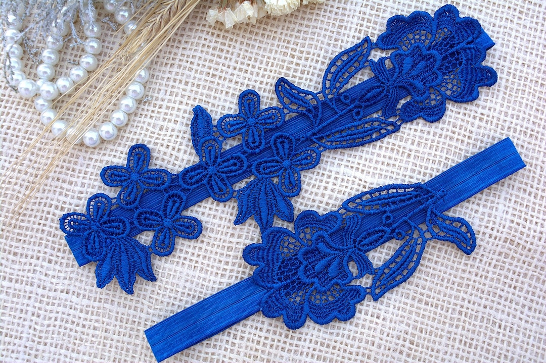 Garter Royal Blue Bridal Garter Set, Wedding Garter Blue Set, Garter ...