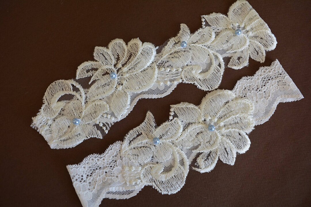 Ivory Bridal Garter for Rustic Wedding Ivory Garter Set Belt - Etsy