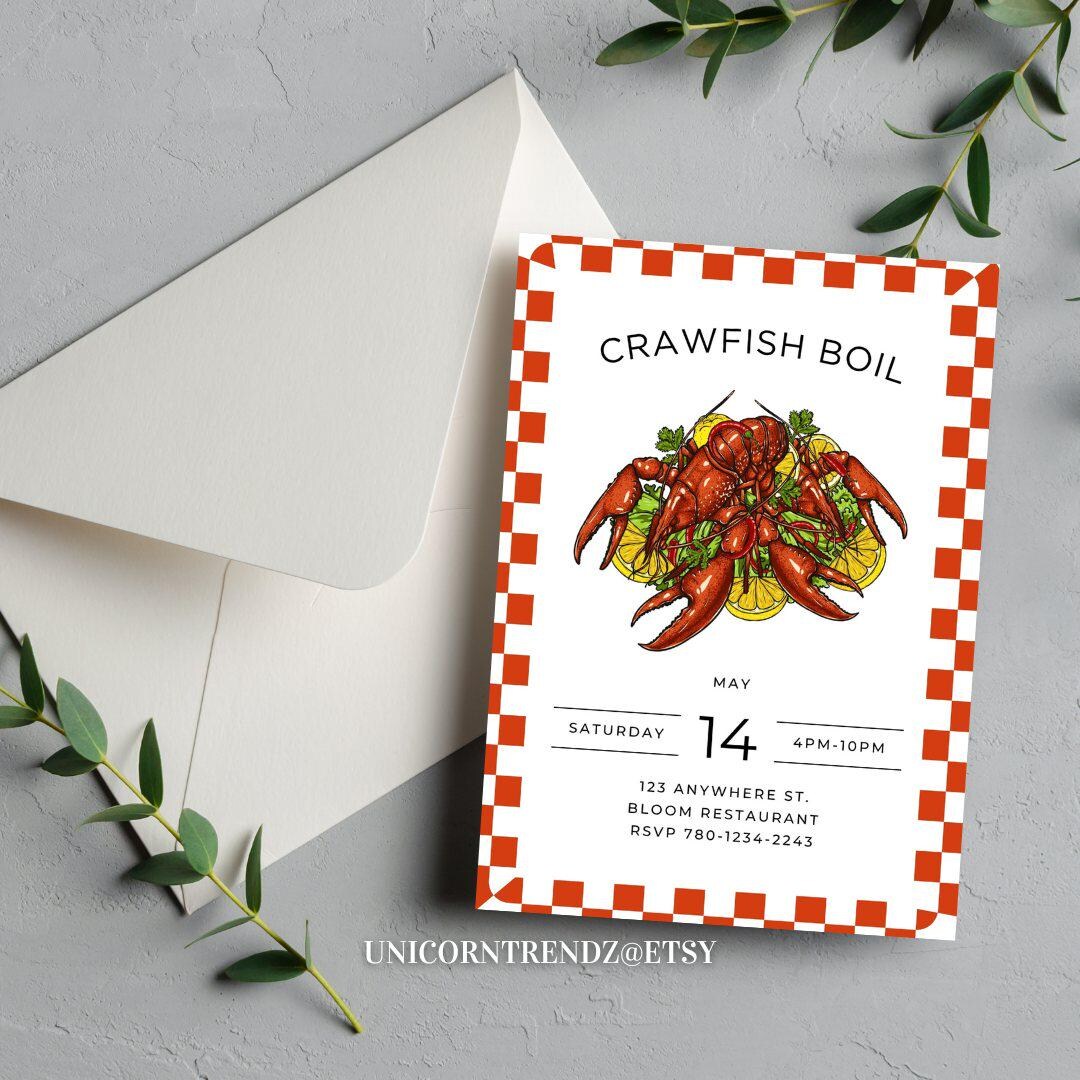 EDITABLE Crawfish Boil Invitation, Any Occassion Crawfish Boil Invite ...