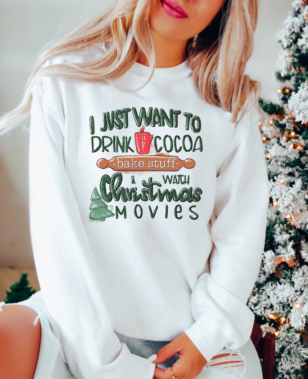 Christmas Movie Shirt, Christmas Movie Sweater, Hot Cocoa Sweatshirt ...