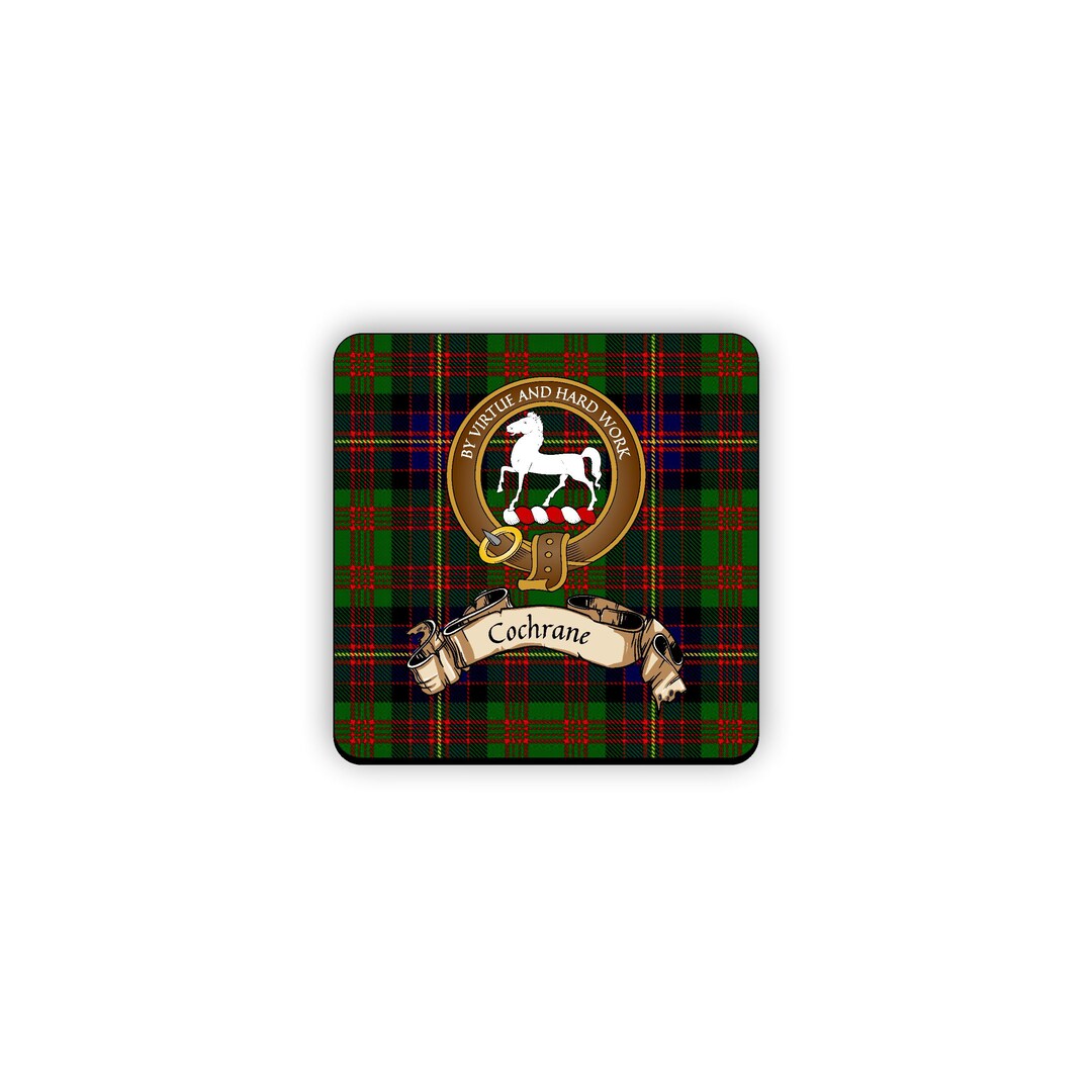Cochrane Scottish Clan Tartan Motto Crest Rubber Coaster Set of 4 - Etsy