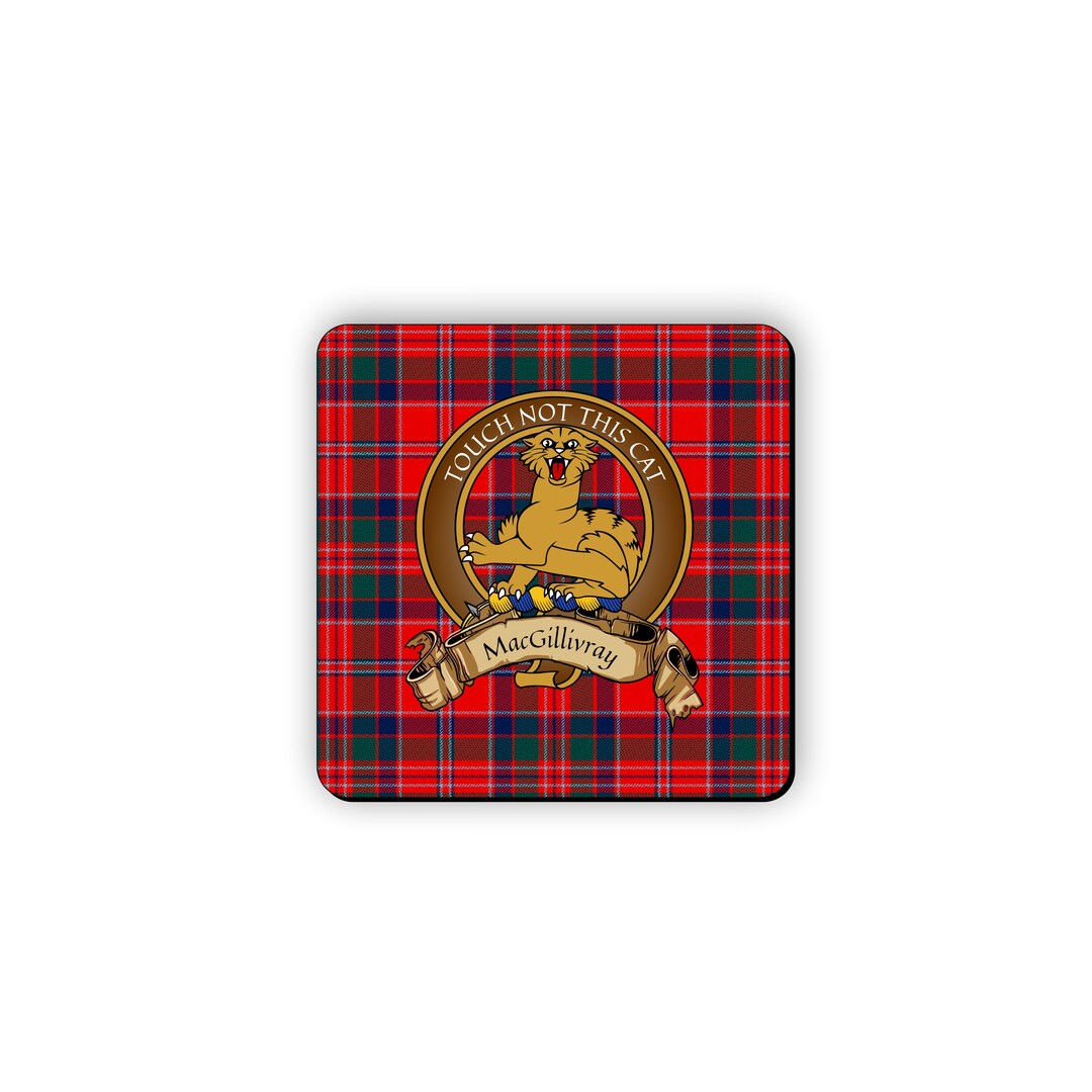 Macgillivray Scottish Clan Tartan Motto Crest Rubber Coaster Set of 4 ...