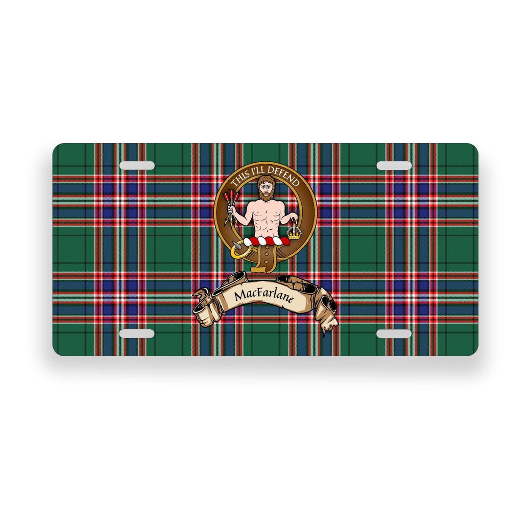 Macfarlane Scottish Clan Hunting Tartan Crest Novelty License Plate - Etsy