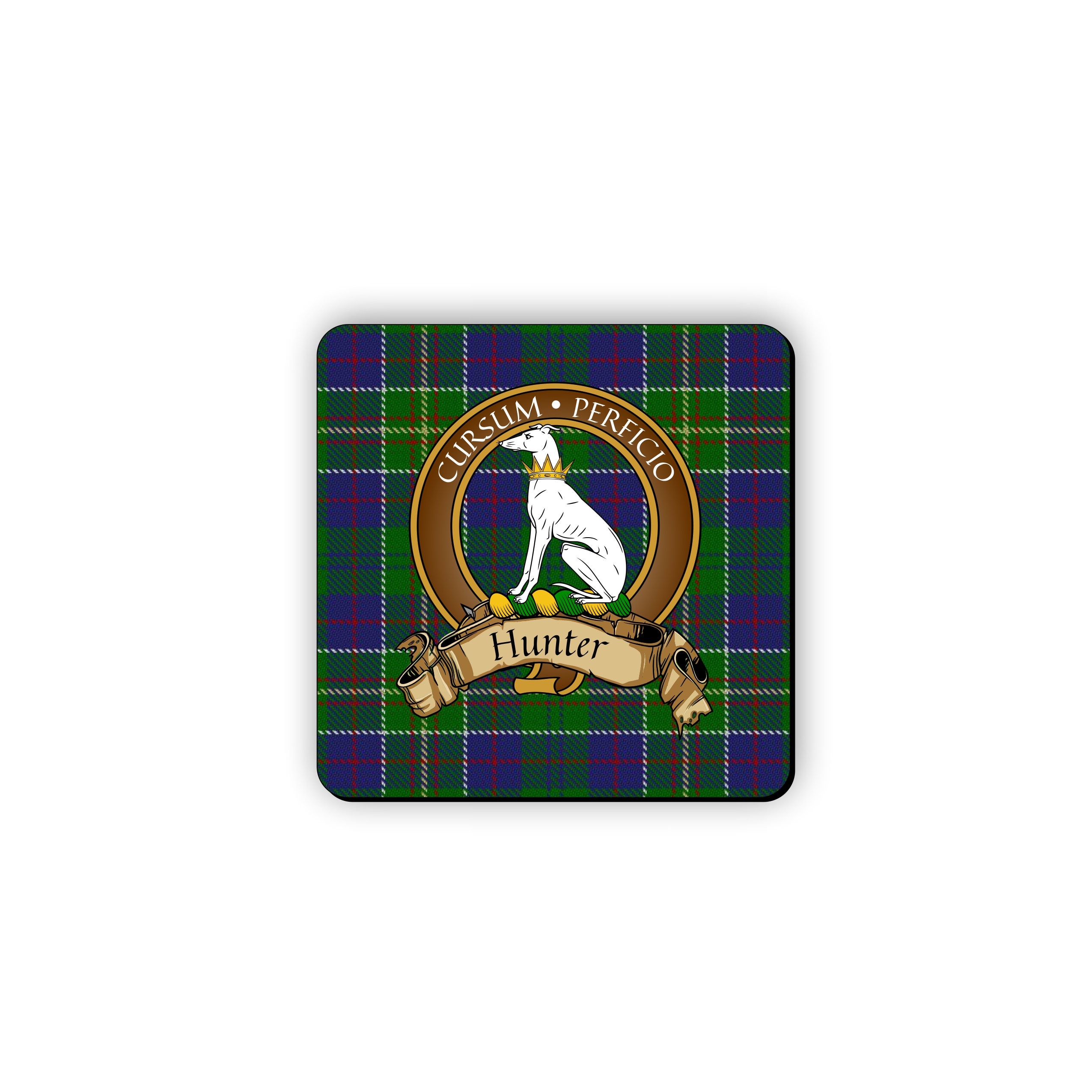 Hunter Scottish Clan Tartan Family Crest Rubber Coaster - Etsy