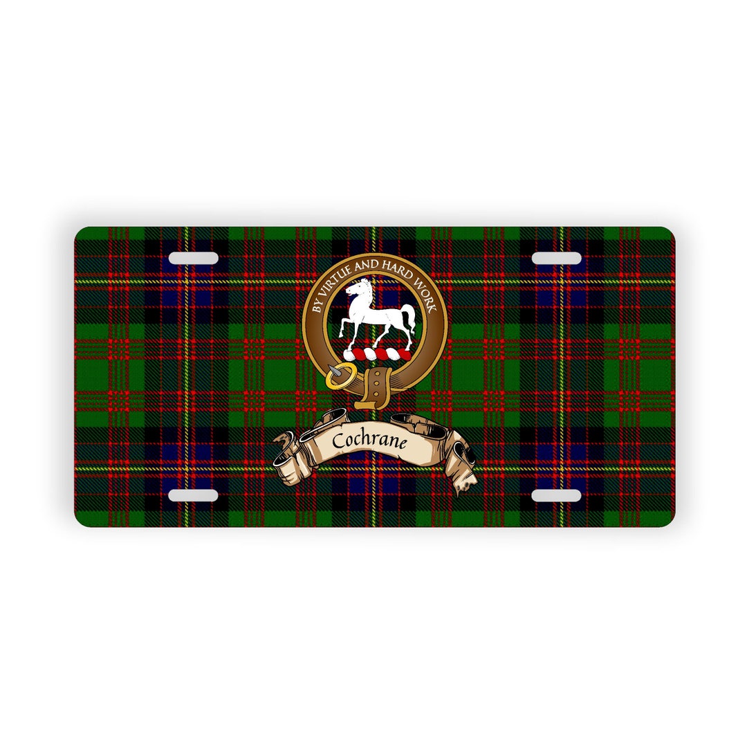 Cochrane Scottish Clan Tartan Crest Novelty License Plate - Etsy