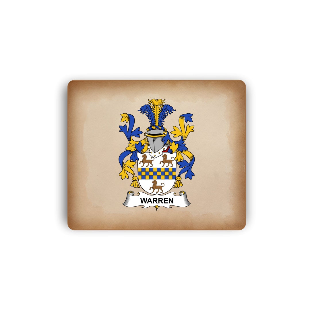 Warren Family Crest Parchment Print Natural Rubber Computer Mouse Pad ...