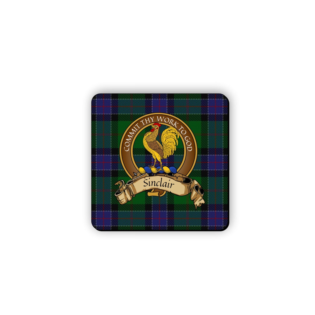 Sinclair Scottish Clan Hunting Tartan Motto Crest Rubber Coaster Set of ...
