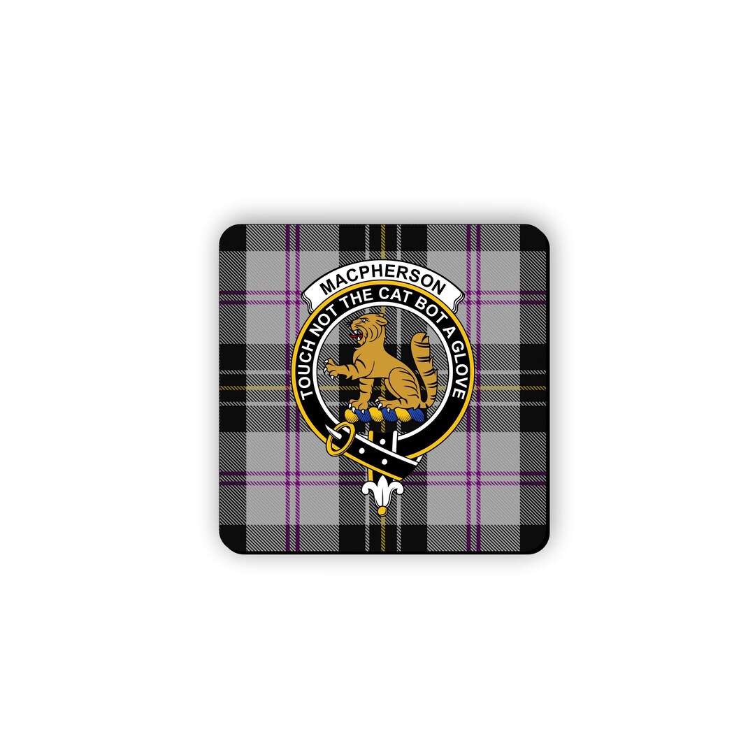 Macpherson Scottish Clan Dress Tartan Motto Crest Rubber Coaster Set of ...