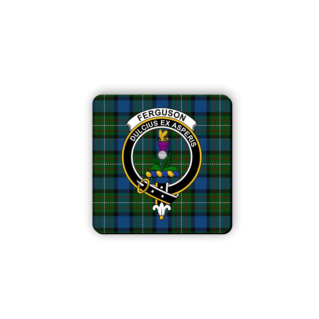 Ferguson Scottish Clan Tartan Crest Rubber Coaster Set of 4 - Etsy