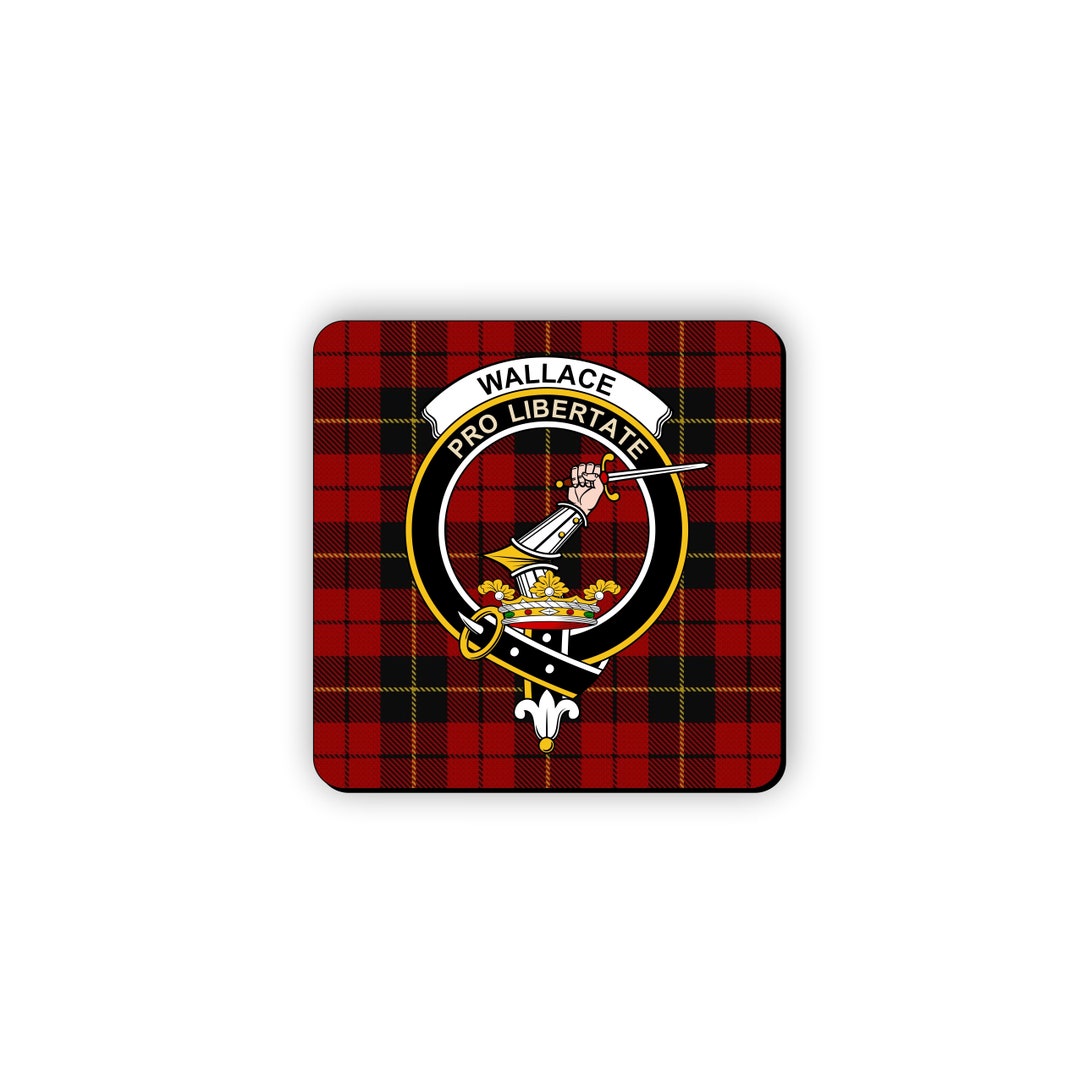 Wallace Scottish Clan Red Tartan Motto Crest Rubber Coaster Set of 4 - Etsy