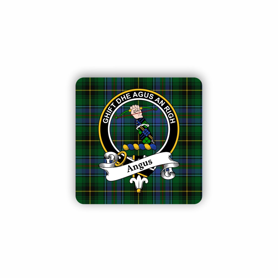 Angus Family Crest With Tartan Wooden Coaster With Cork Backing - Etsy