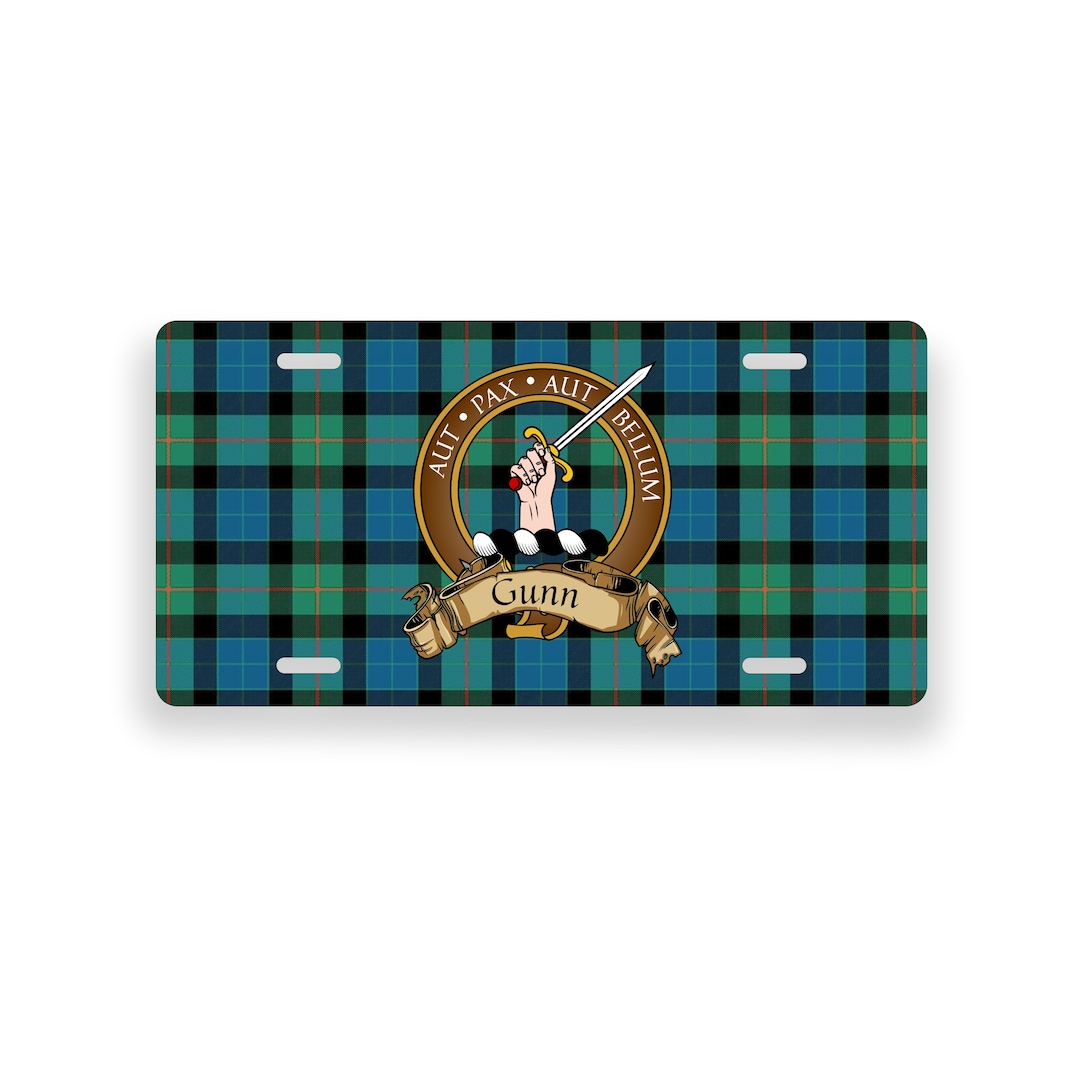 Gunn Scottish Clan Tartan Crest Novelty License Plate - Etsy