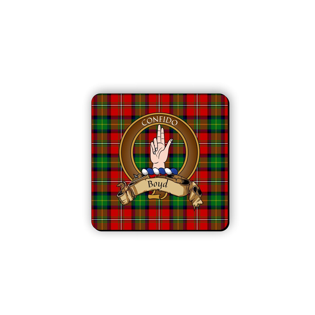 Boyd Scottish Clan Tartan Motto Crest Rubber Coaster Set of 4 - Etsy
