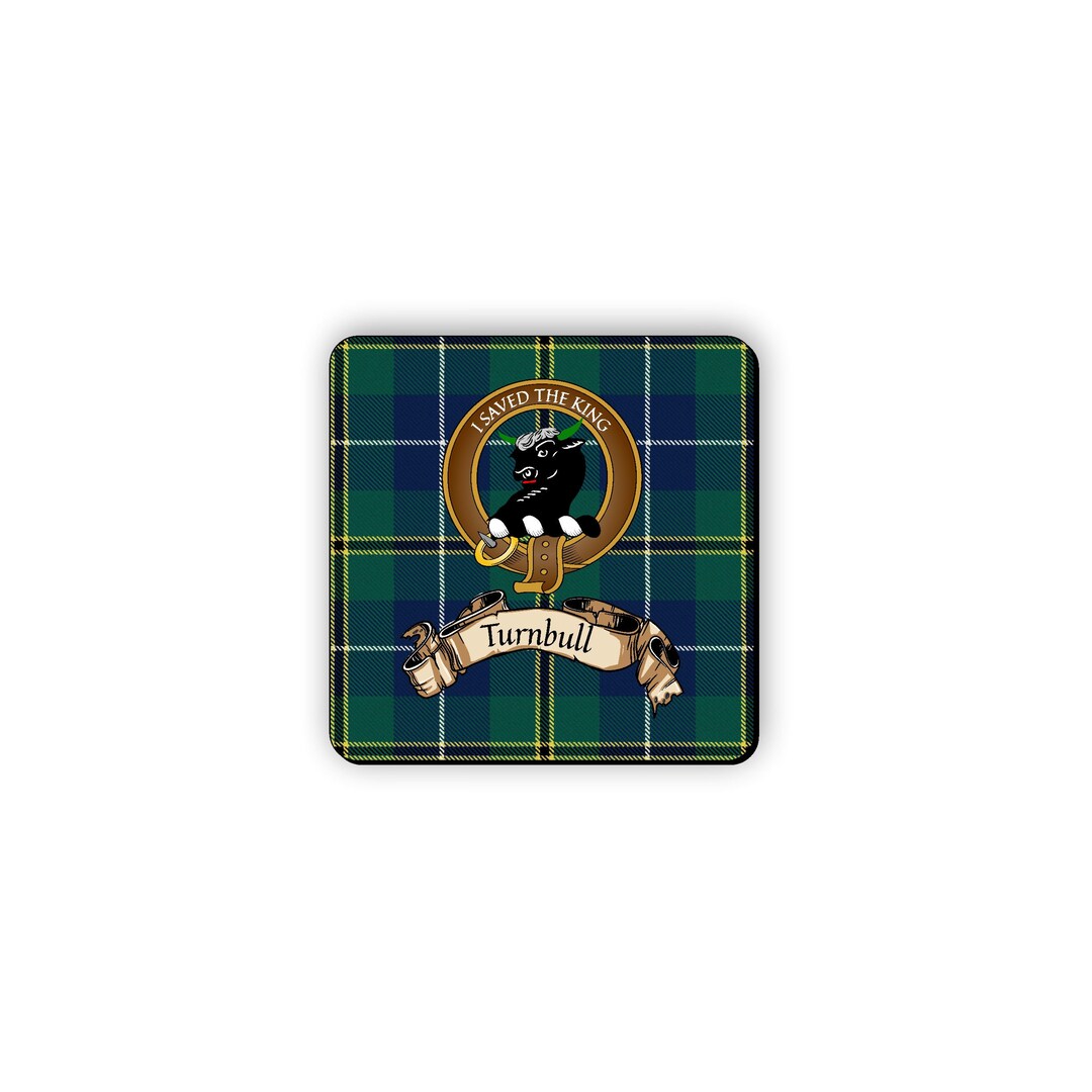 Turnbull Scottish Clan Hunting Tartan Motto Crest Rubber Coaster Set of ...