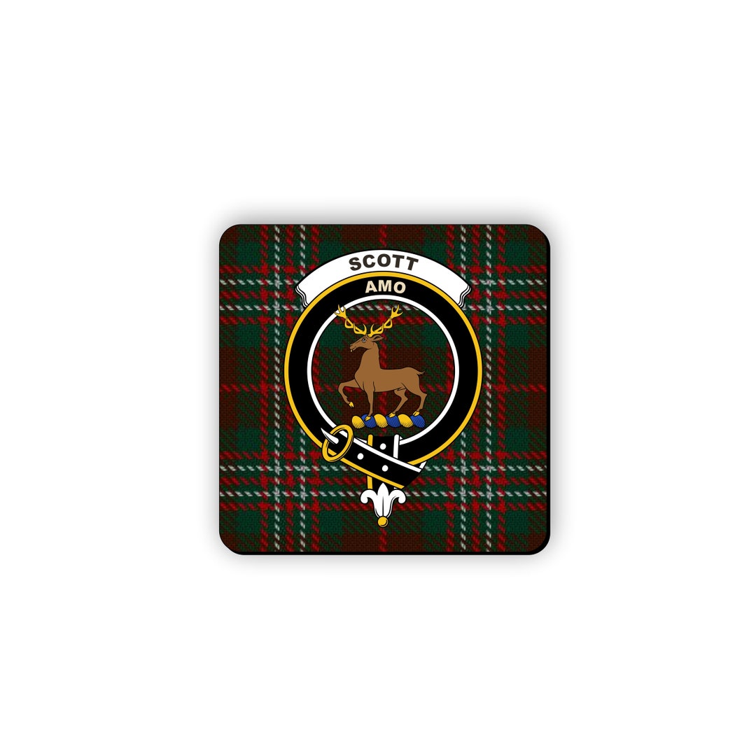 Scott Scottish Clan Hunting Tartan Motto Crest Rubber Coaster Set of 4 ...