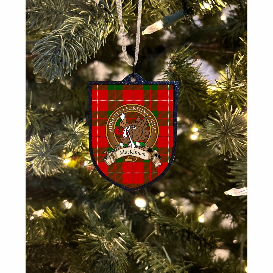 Mackinnon Family Christmas Ornament - Scottish Clan Crest With Tartan ...